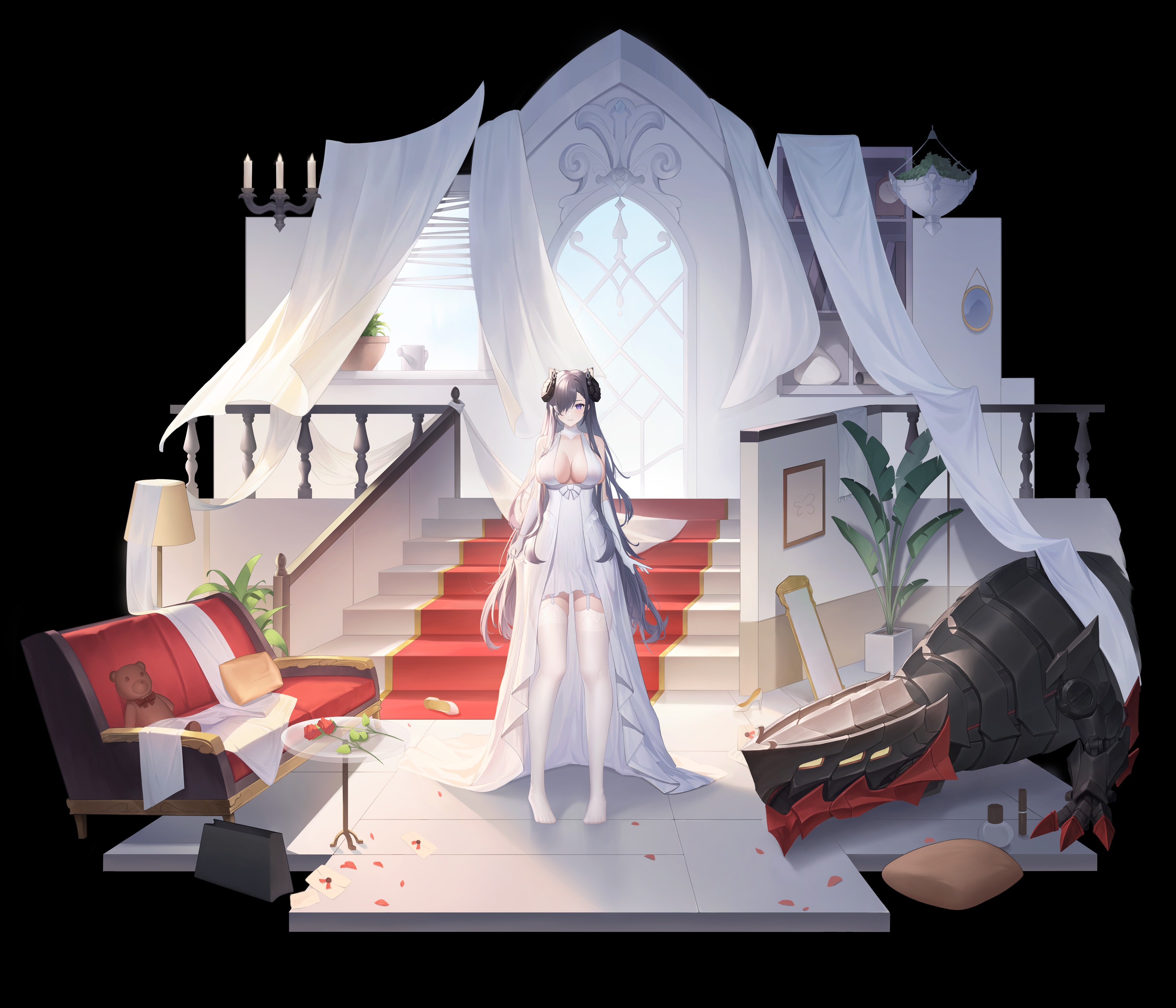 wjzbu azur lane august von parseval (azur lane) dress horns no bra ...