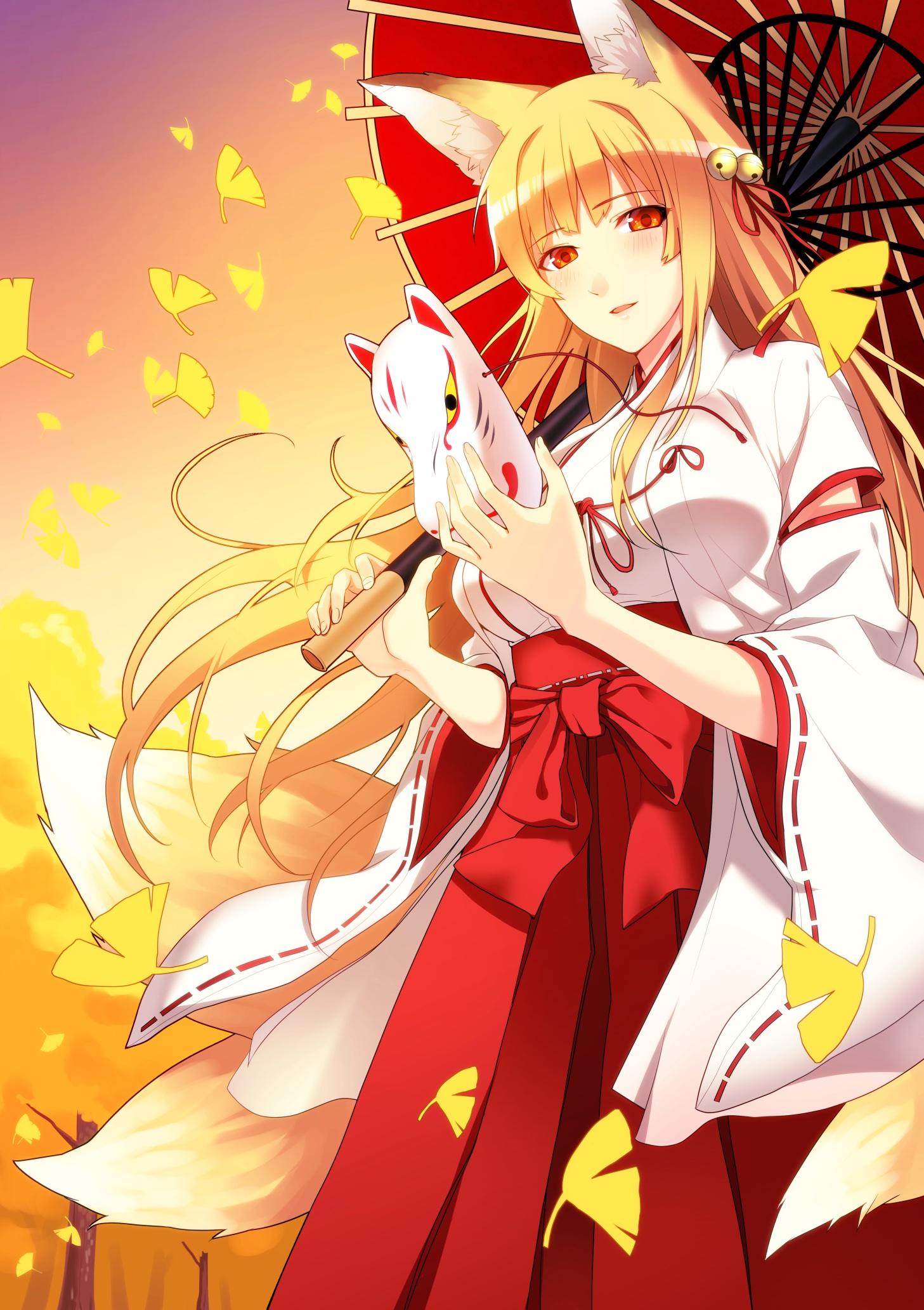kat (bu-kunn) animal ears kitsune miko tail umbrella | #347238 | yande.re