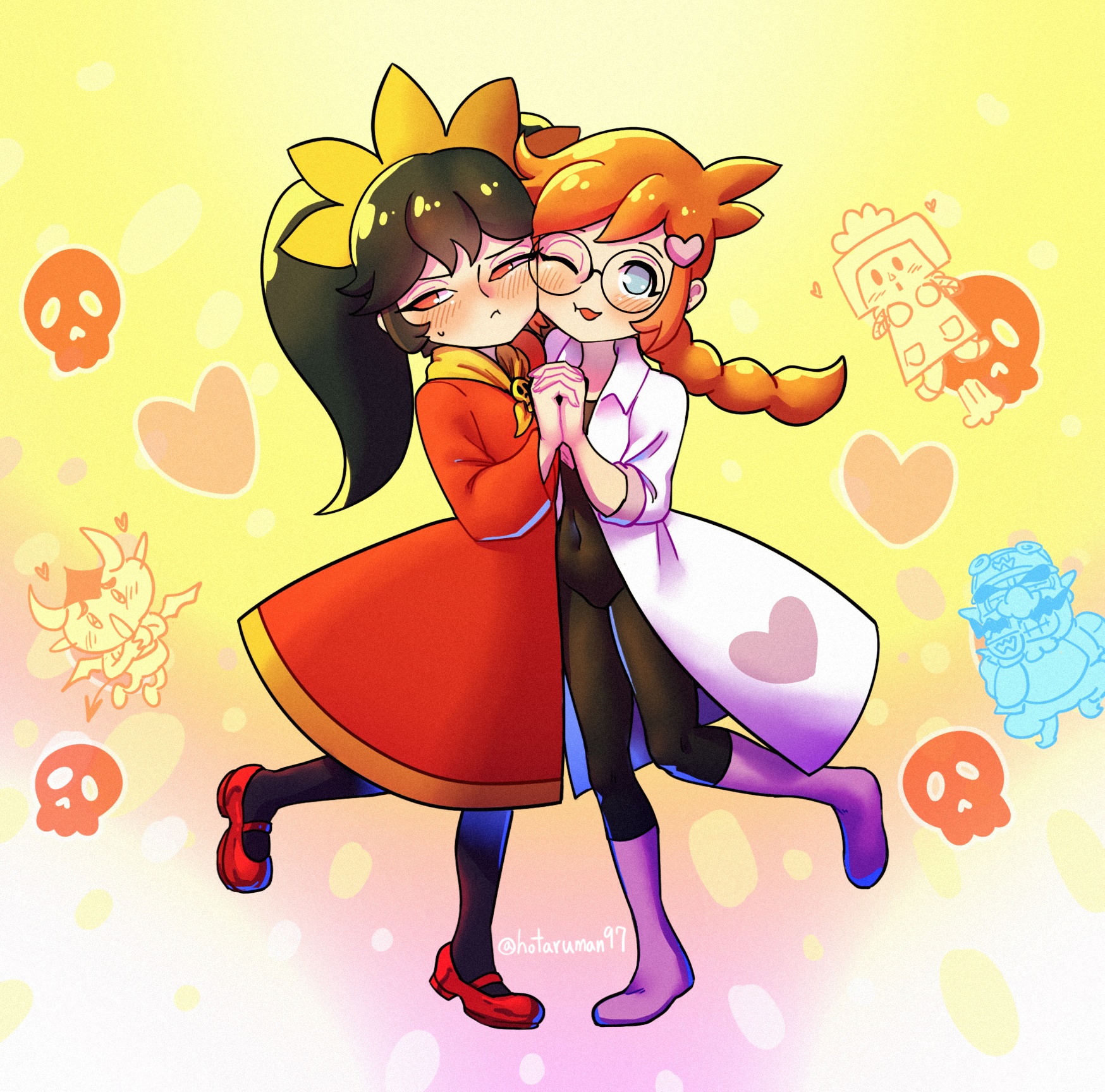 warioware ashley (warioware) penny (warioware) bodysuit dress megane ...