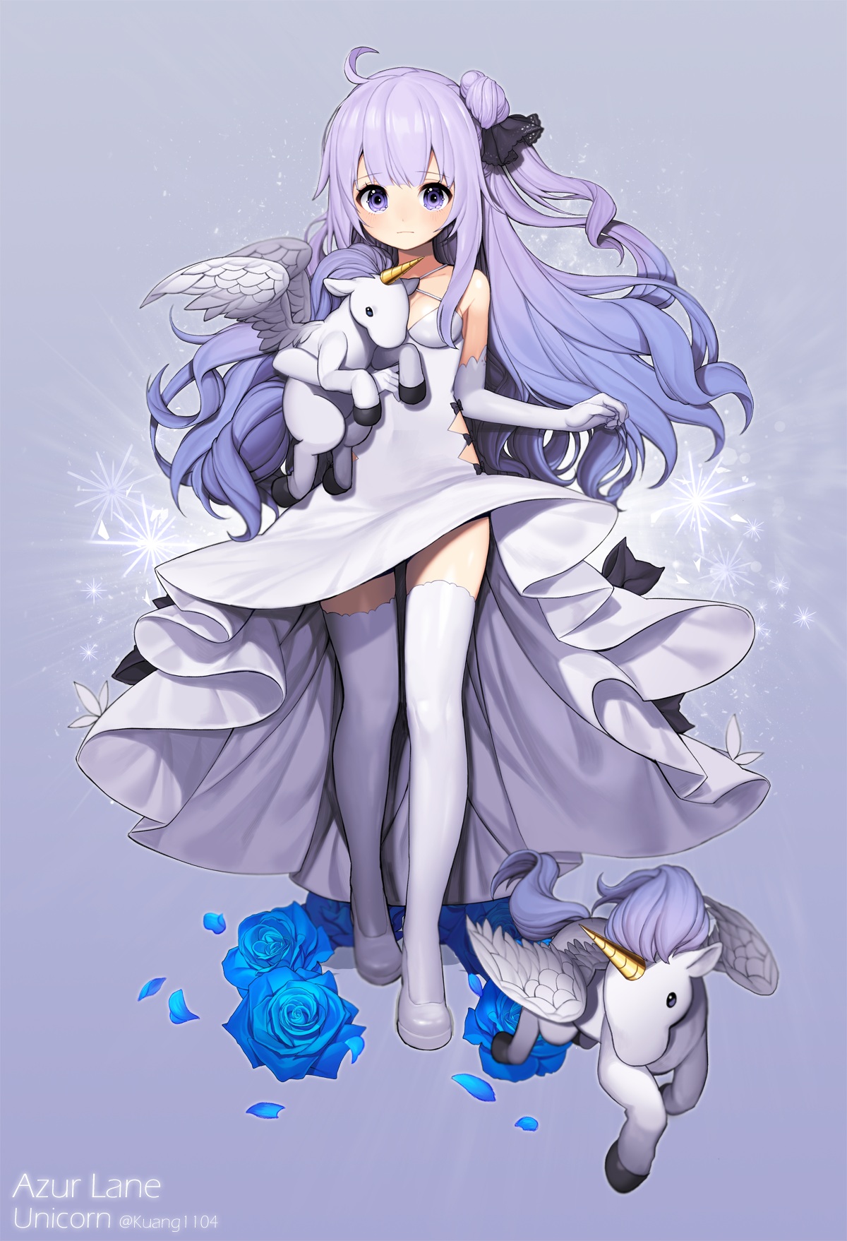 kuang1104 azur lane unicorn (azur lane) dress skirt lift thighhighs ...