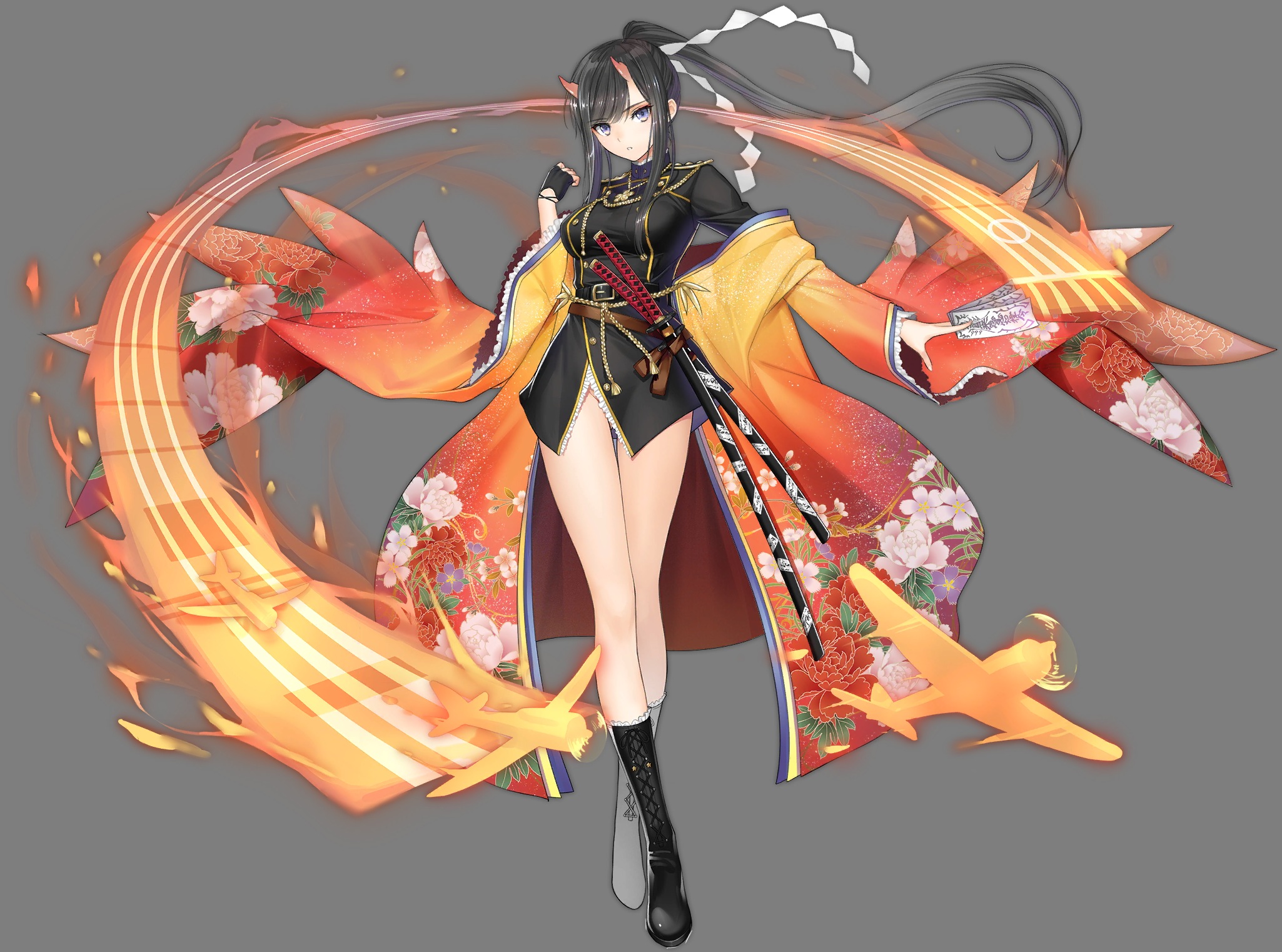 tony taka azur lane ryuuhou (azur lane) horns japanese clothes sword ...
