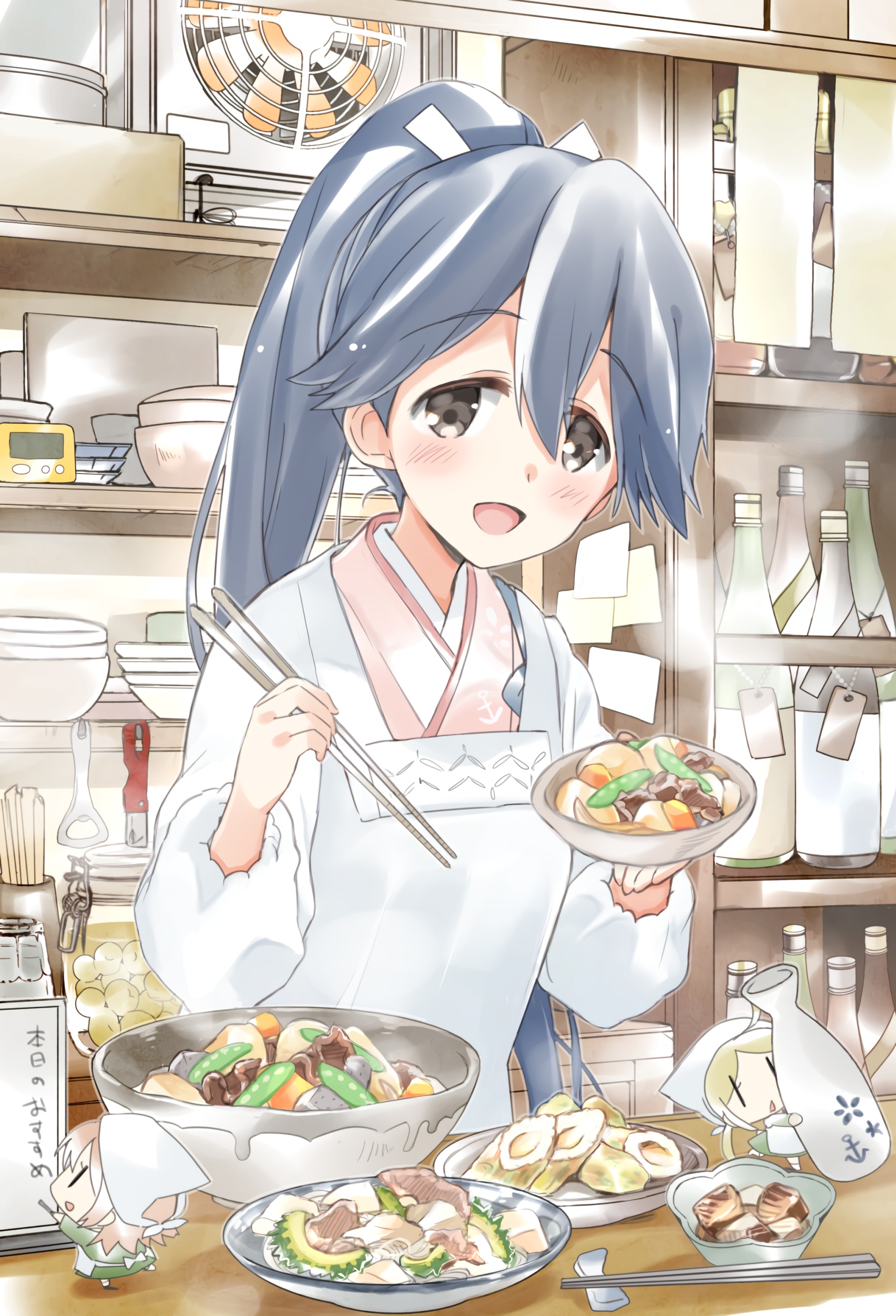 hizuki yayoi kantai collection fairy (kancolle) houshou (kancolle ...