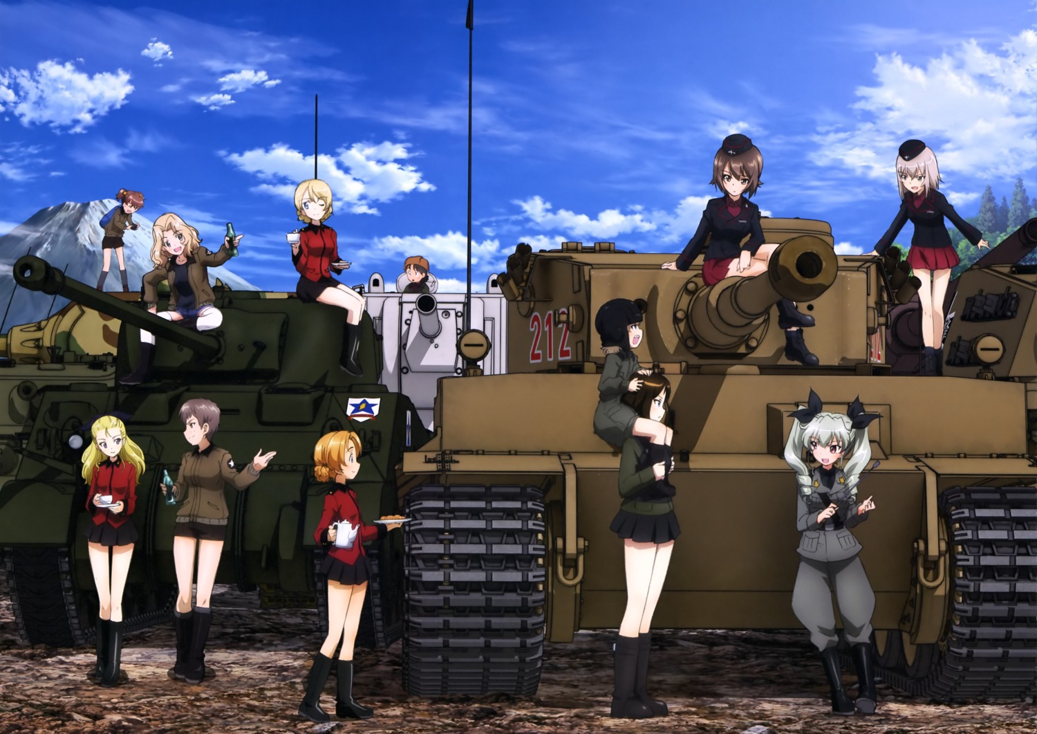 girls und panzer alisa (girls und panzer) anchovy assam darjeeling ...