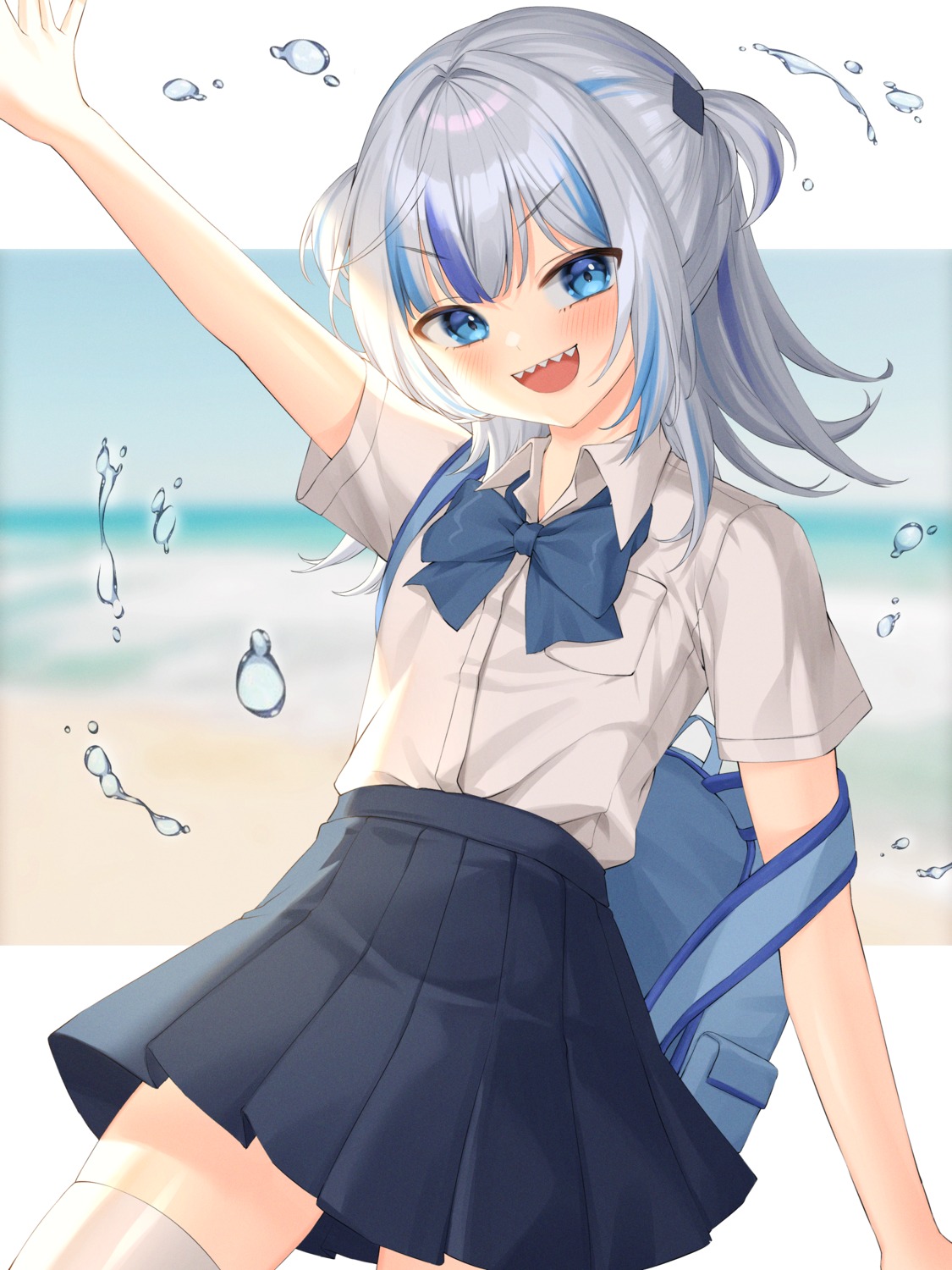 xiho (xi ho ) hololive hololive english gawr gura seifuku thighhighs ...