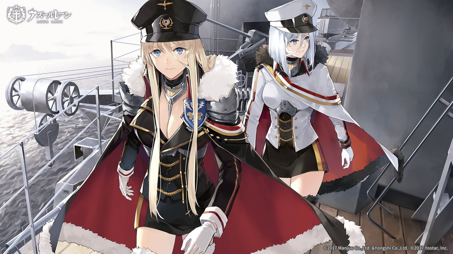azur lane bismarck (azur lane) tirpitz (azur lane) armor cleavage dress ...