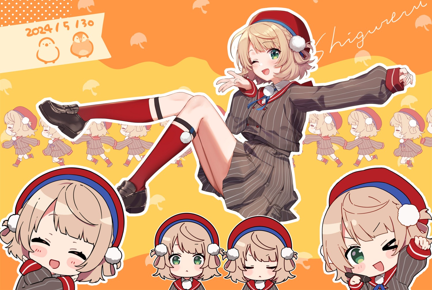 nana yume87 shigure ui (channel) shigure ui (vtuber) chibi seifuku ...