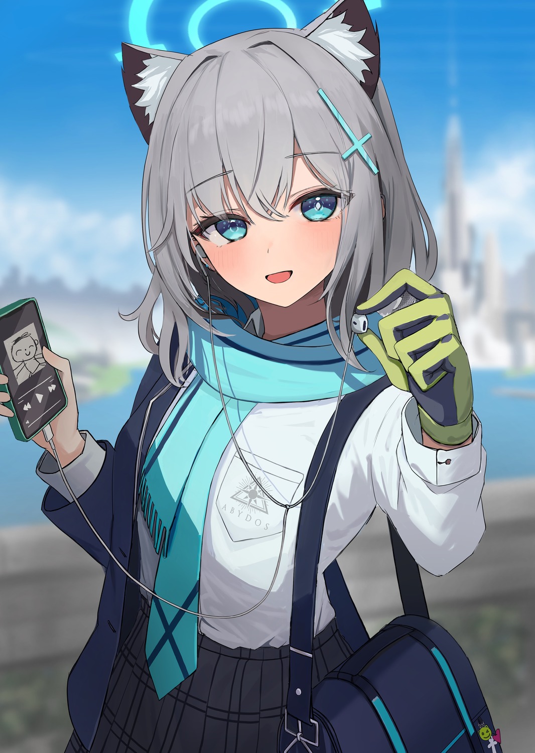 nano (nandemo note31) blue archive sunaookami shiroko angel animal ears ...