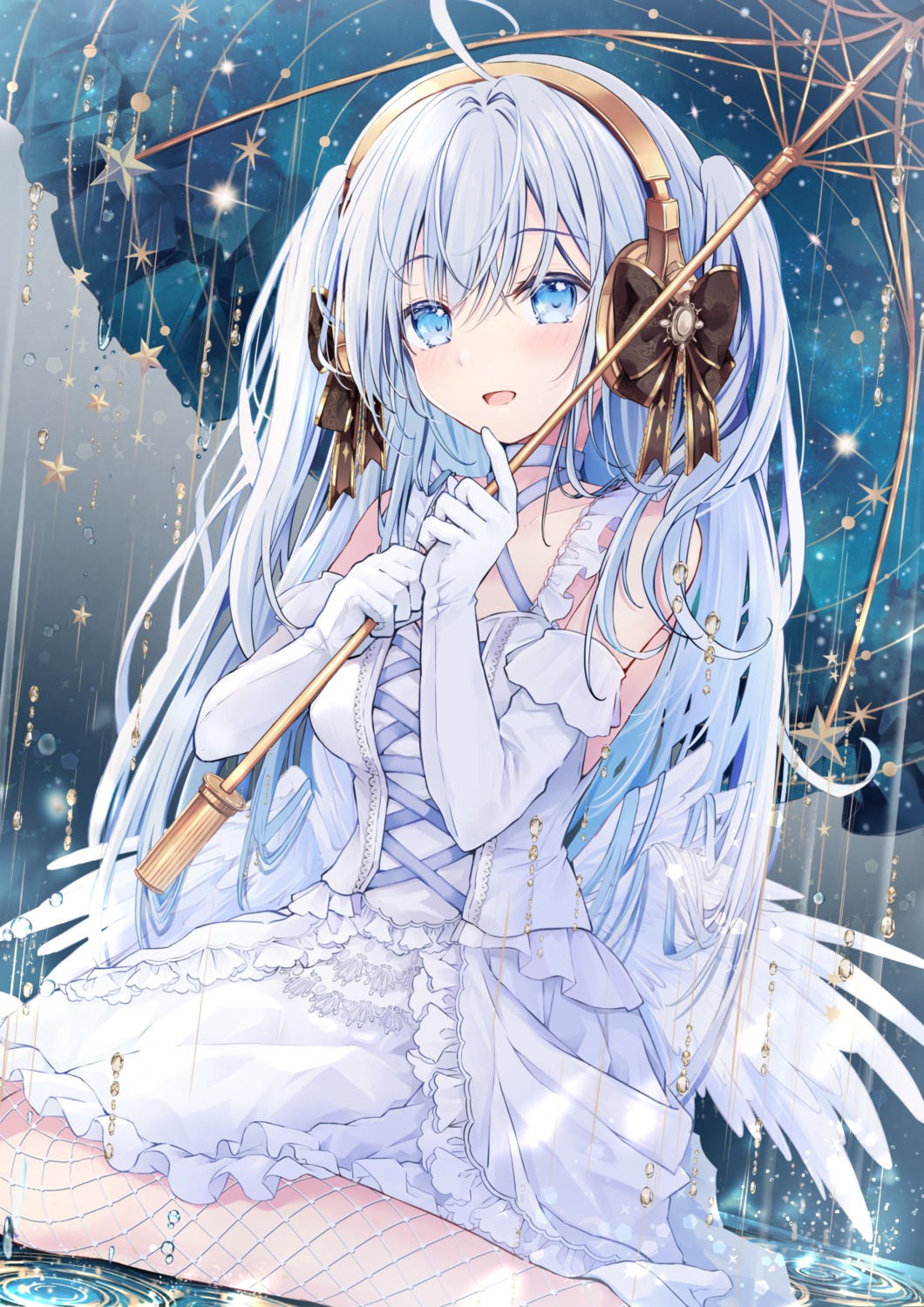 maya (tirolpop) dress fishnets headphones heels umbrella wings ...