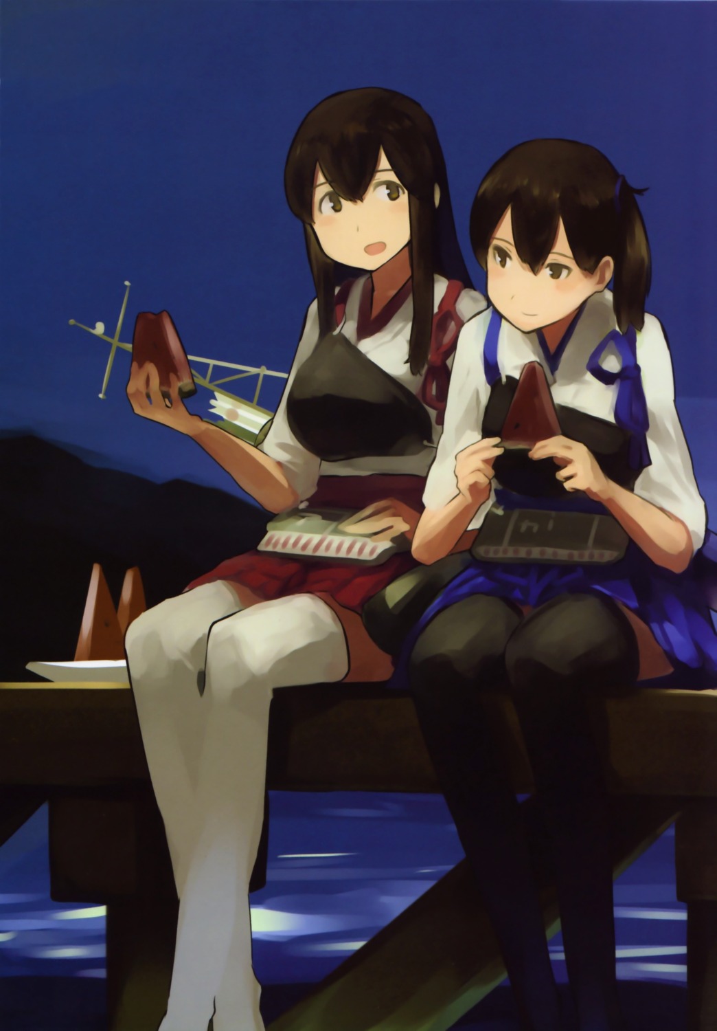 shibafu kantai collection akagi (kancolle) kaga (kancolle) thighhighs ...
