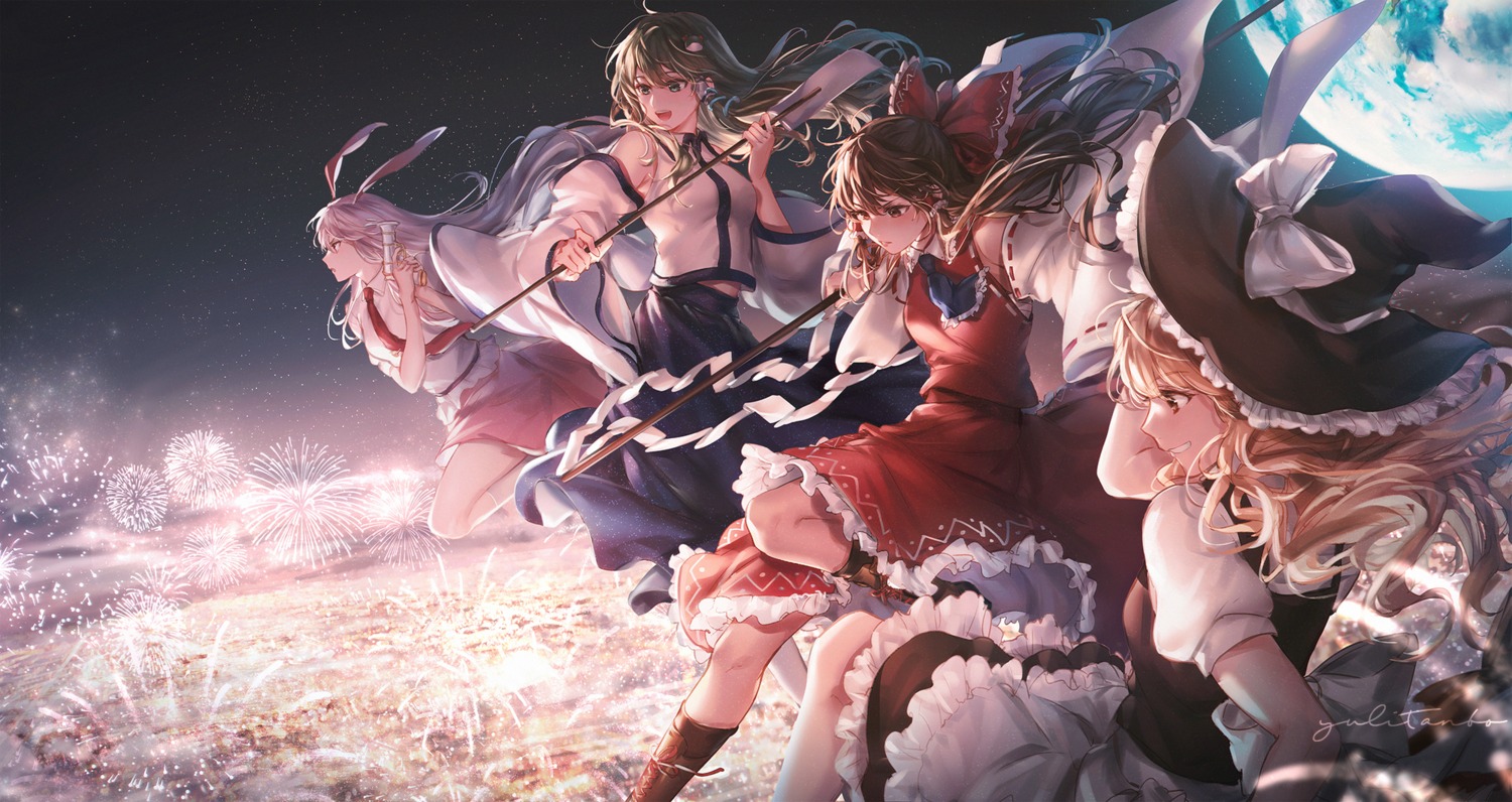 yuli (yulipo) touhou hakurei reimu kirisame marisa kochiya sanae reisen ...