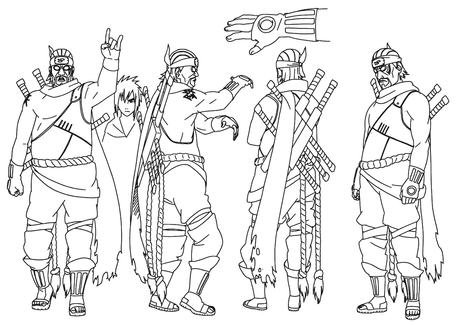 nishio tetsuya naruto shippuden killer bee character design line art ...
