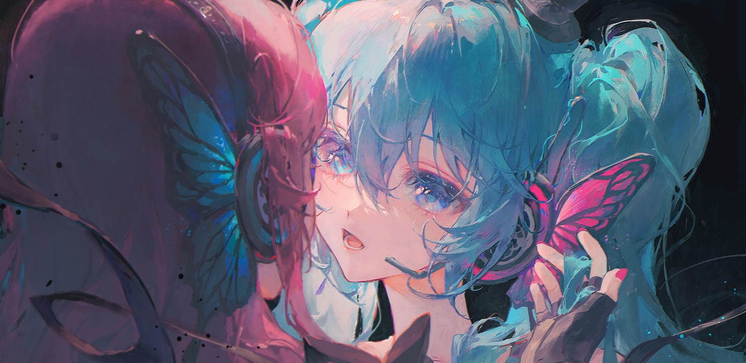 matcha magnet (vocaloid) vocaloid hatsune miku megurine luka headphones ...