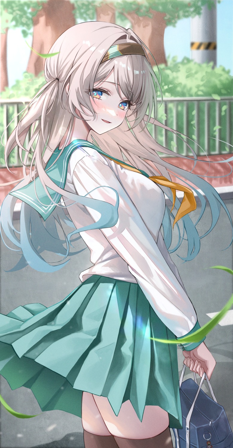 mohaka honkai: star rail firefly seifuku skirt lift thighhighs ...