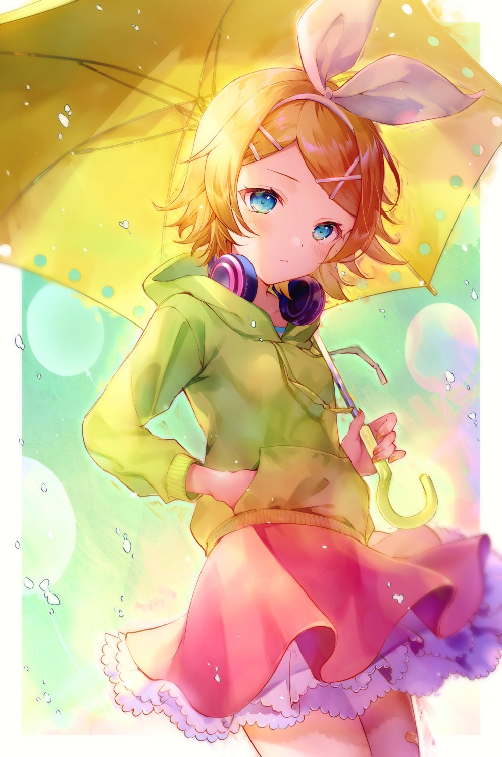 bini melancholic (vocaloid) vocaloid kagamine rin headphones skirt lift ...