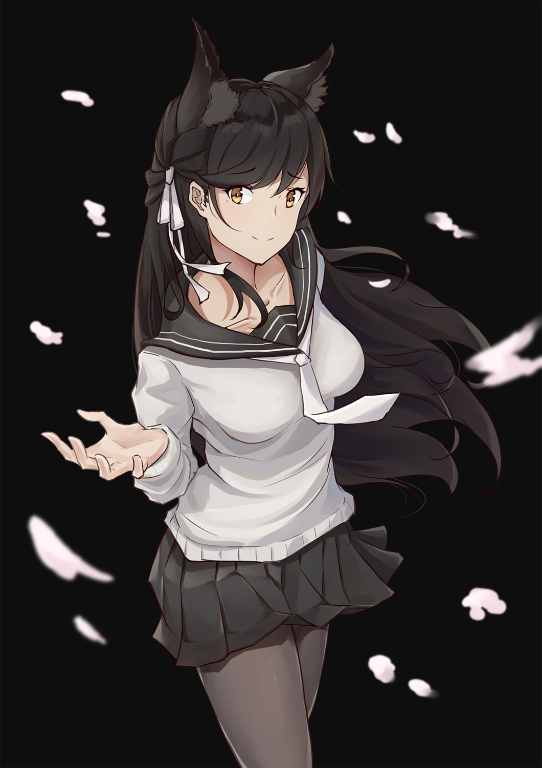 feifei azur lane atago (azur lane) animal ears pantyhose seifuku ...