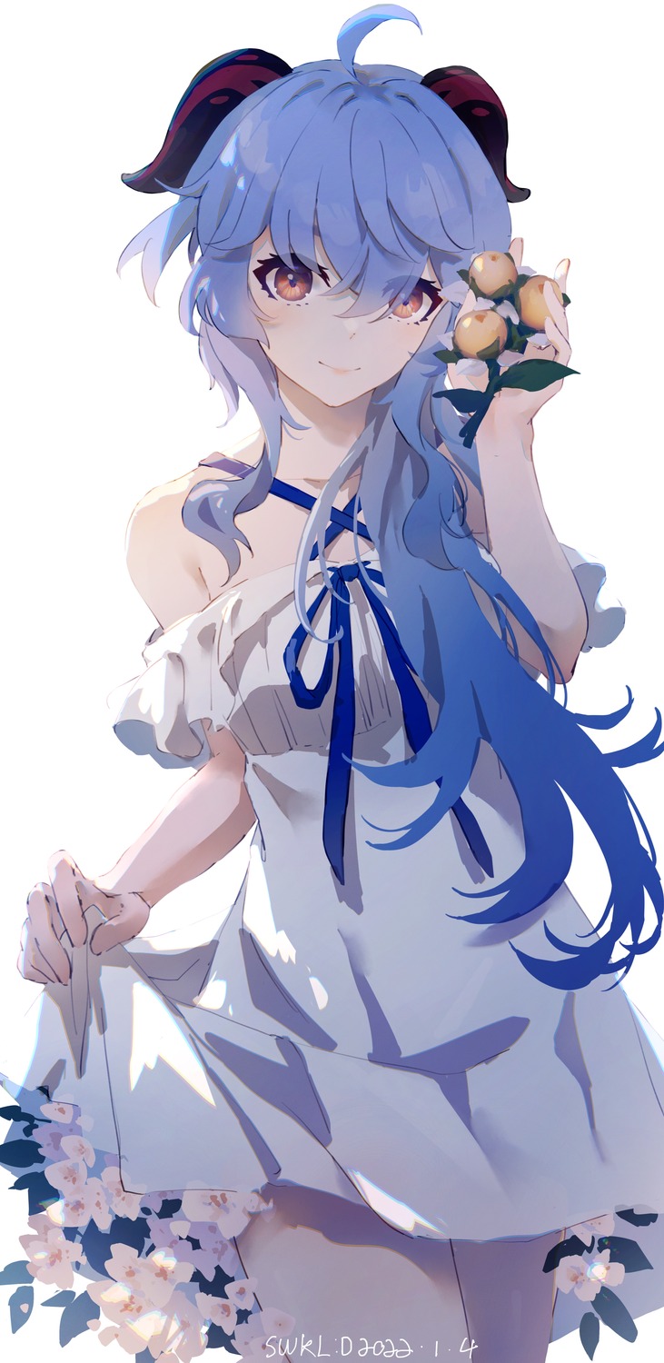 swkl:d genshin impact ganyu dress horns no bra skirt lift summer dress ...