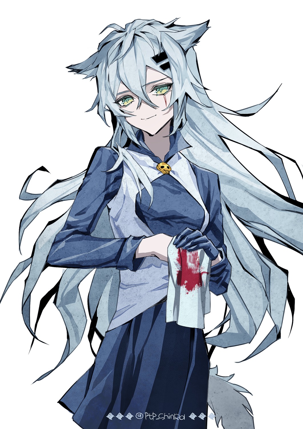 shinra (user shinra) arknights lappland (arknights) animal ears blood ...