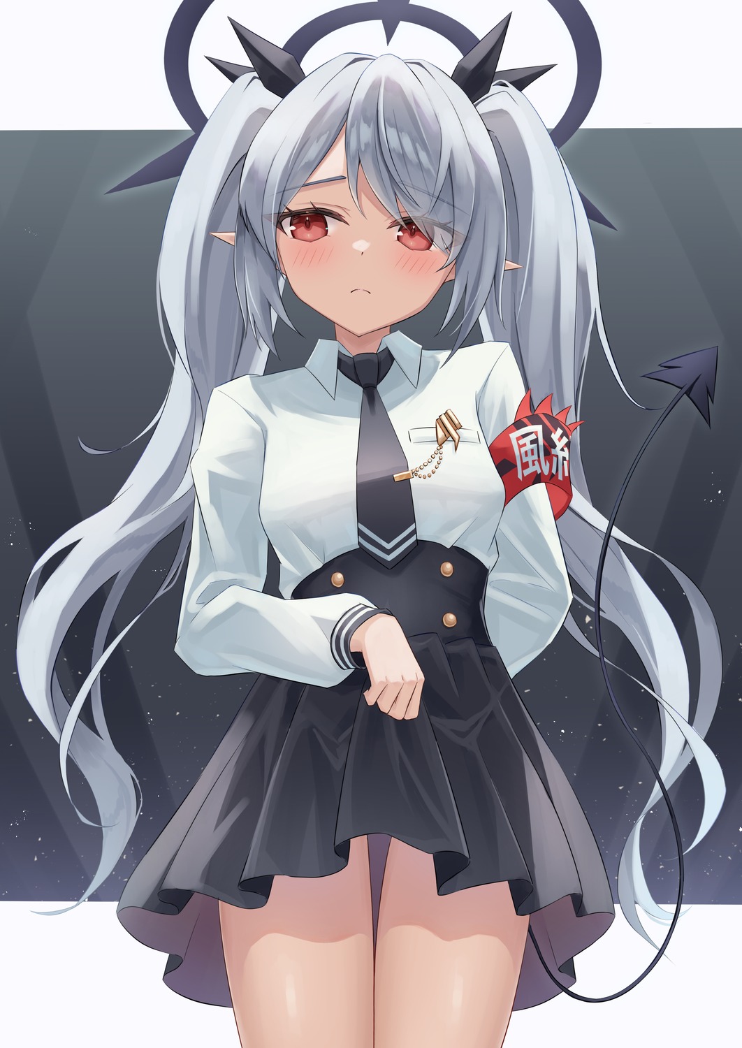 hitsuji (myn mei) blue archive shiromi iori angel pointy ears seifuku ...