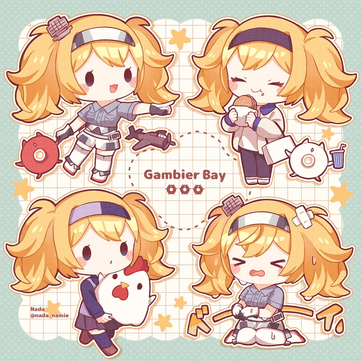 nada namie kantai collection gambier bay (kancolle) bandaid chibi cream ...