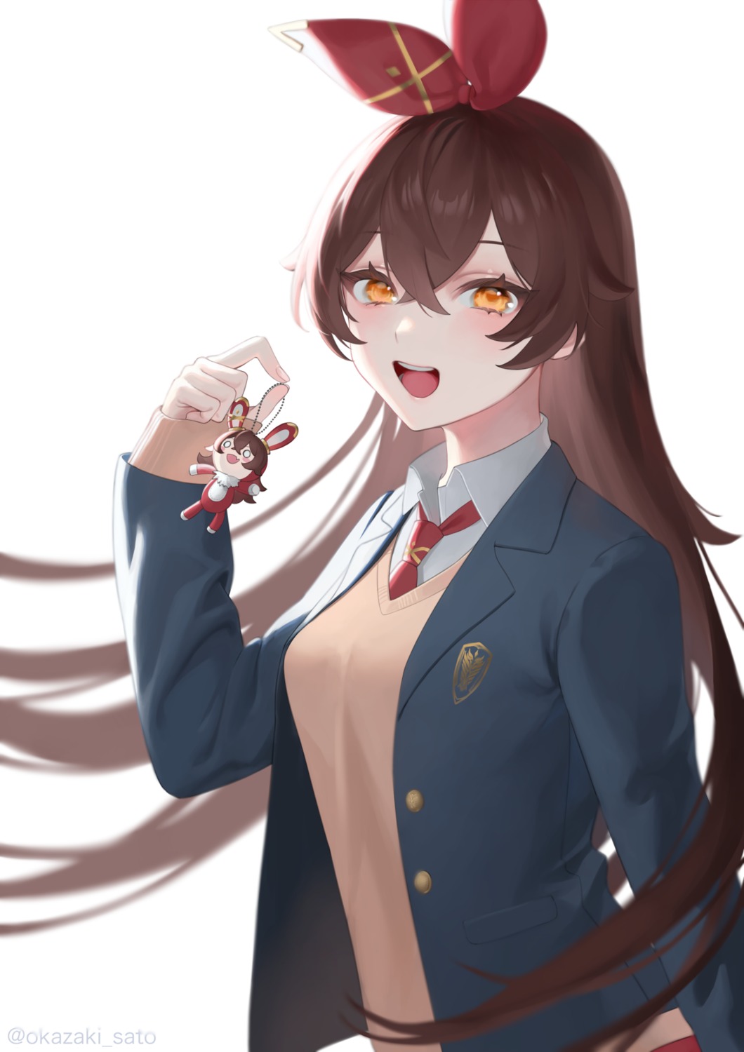 okazaki sato genshin impact amber (genshin impact) chibi seifuku ...