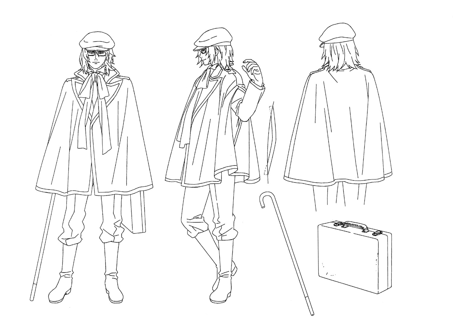 tegami bachi largo lyoid character design line art male megane ...