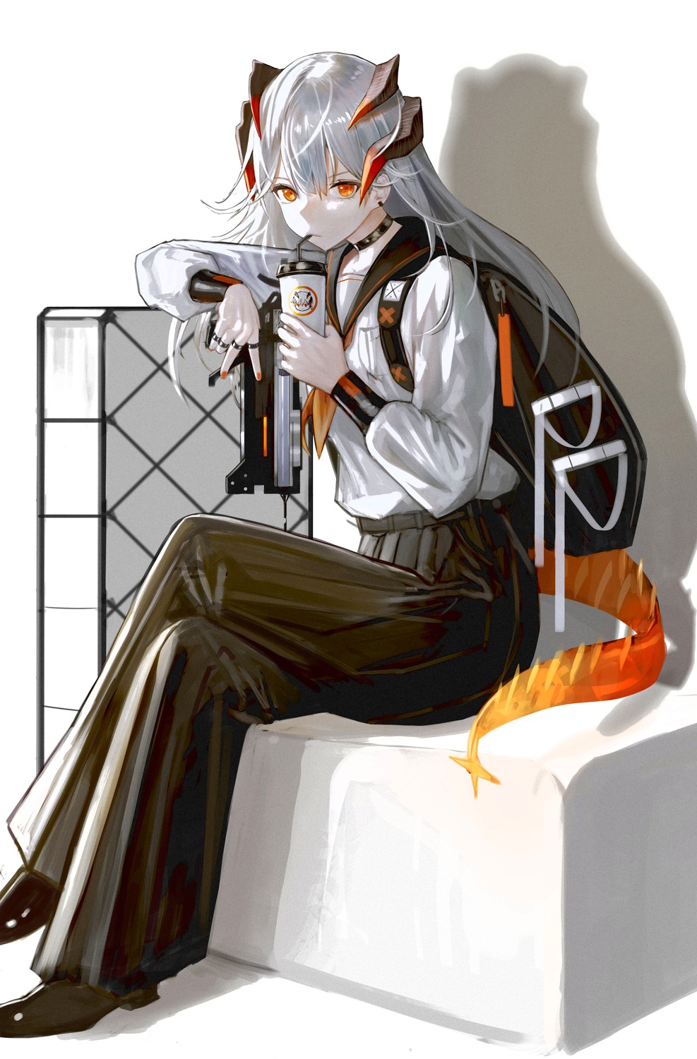 ganet p arknights saria (arknights) gun horns tail | #1072816 | yande.re