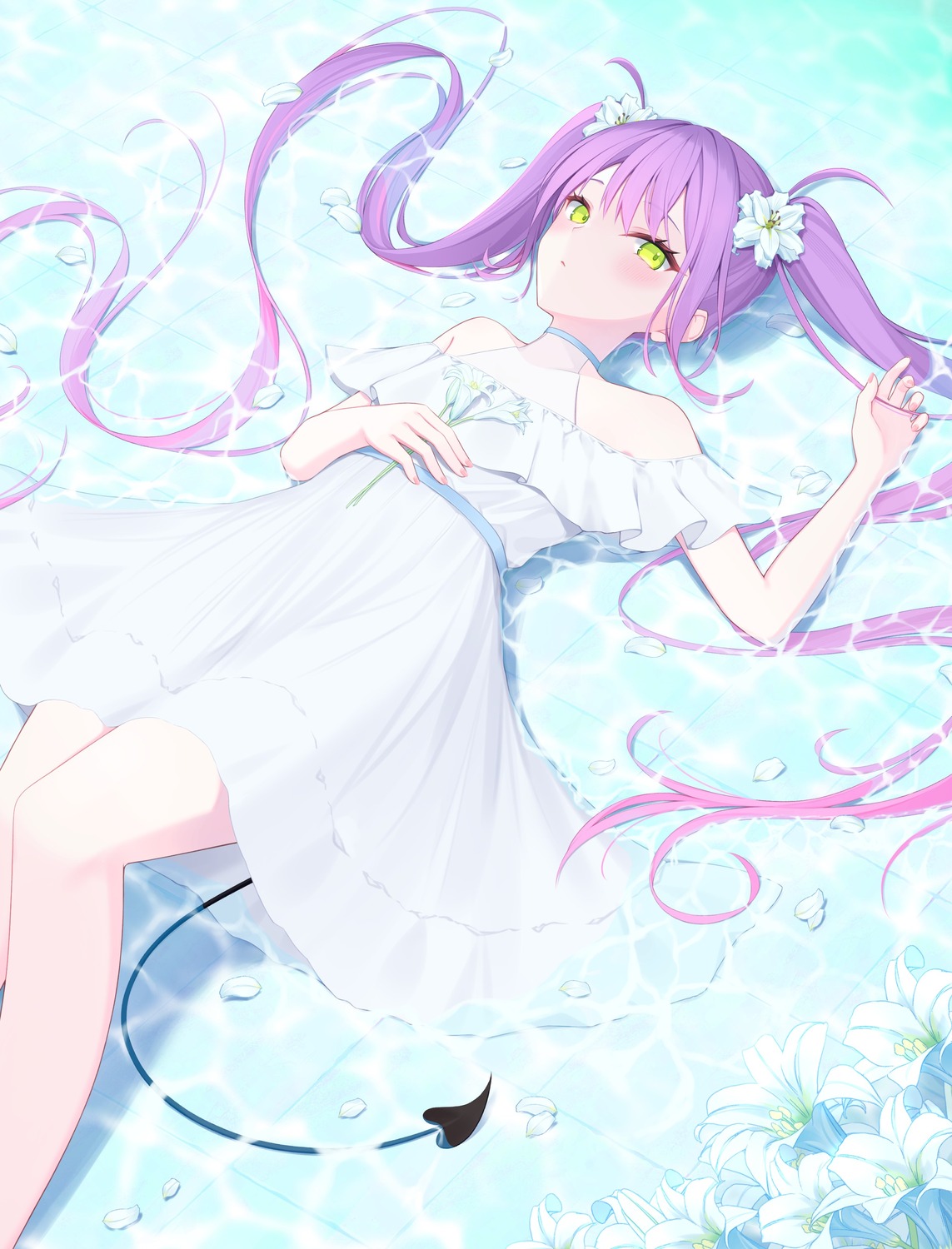 puni (yuuki-0215) hololive tokoyami towa dress summer dress tail wet ...