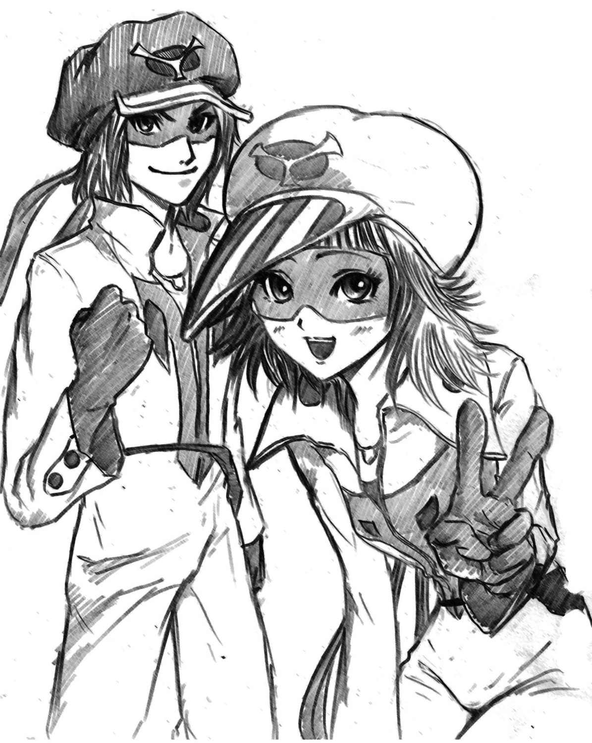 yatterman ai (yatterman) ganchan bodysuit megane monochrome sketch ...