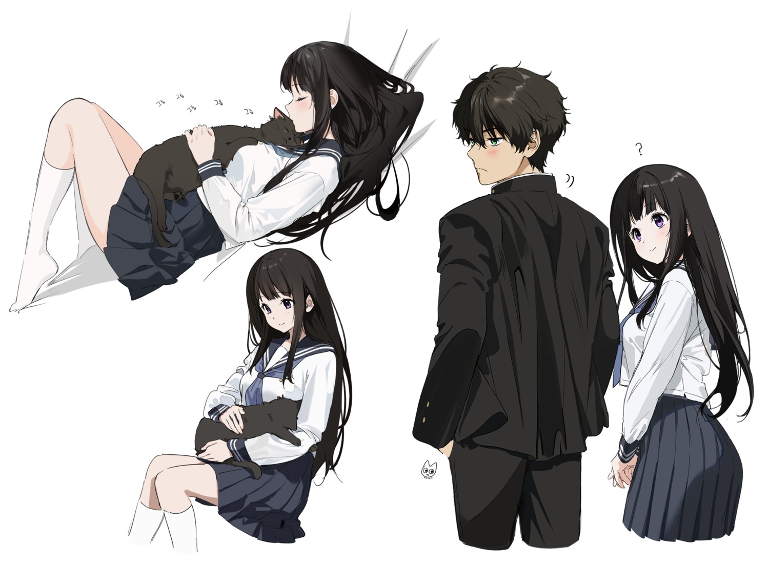 mery (yangmalgage) hyouka chitanda eru oreki houtarou neko seifuku ...