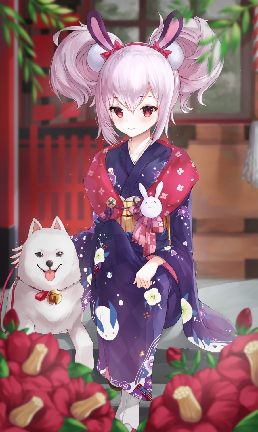wakum azur lane laffey (azur lane) animal ears bunny ears kimono ...
