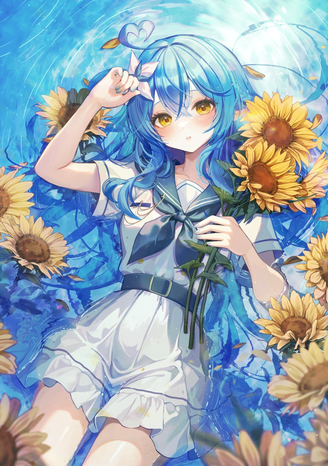 kudou (sikisiki0000) hololive yukihana lamy pointy ears seifuku wet wet ...