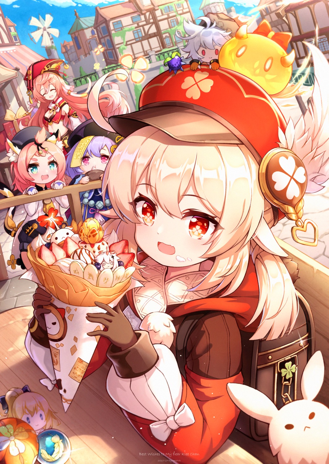 hehehzb genshin impact diona jean (genshin impact) klee paimon qiqi ...