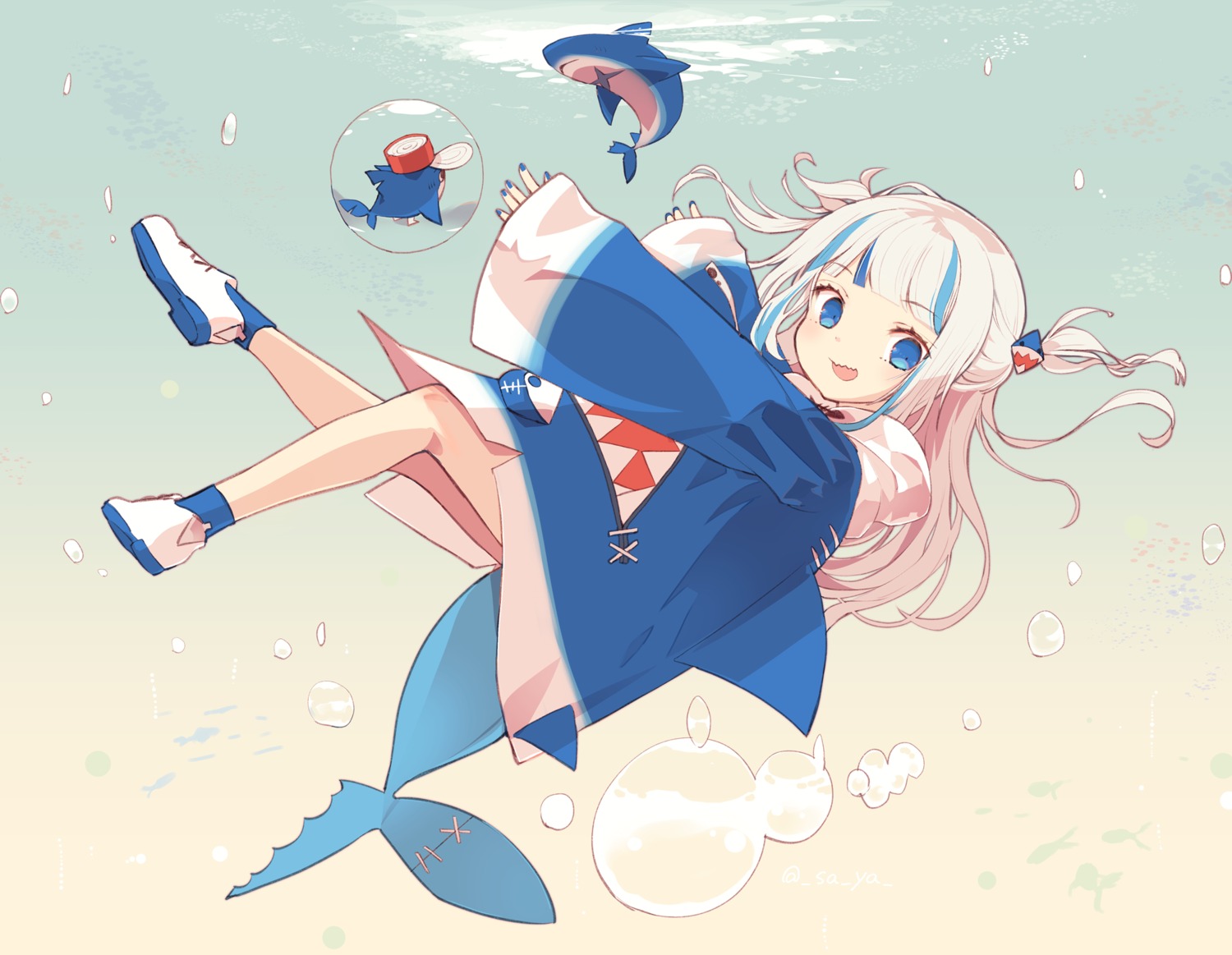 saya (sayaya) hololive hololive english gawr gura skirt lift tail ...