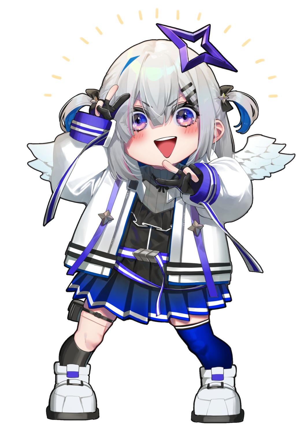 mikan (chipstar182) hololive amane kanata angel chibi dress garter ...