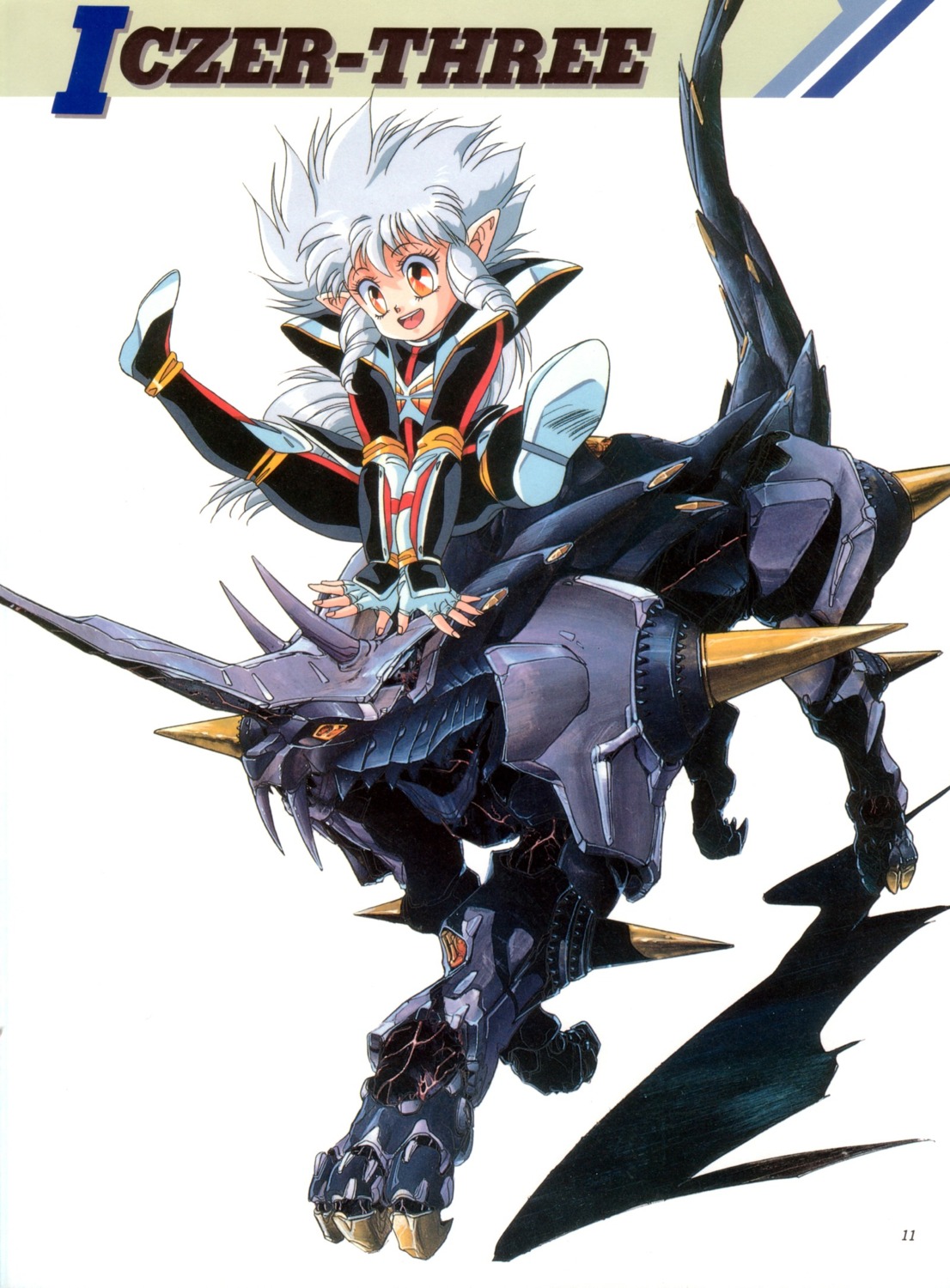 hirano toshihiro bouken! iczer-3 iczer-3 bodysuit elf mecha pointy ears ...