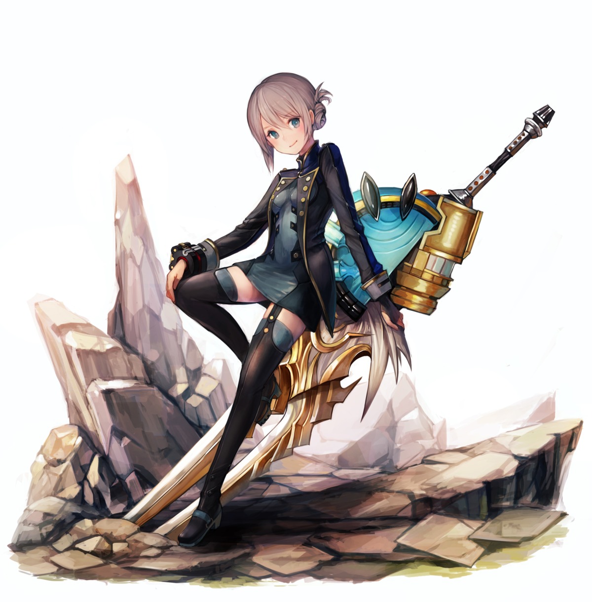 aka tonbo (lovetow) god eater heels stockings sword thighhighs ...