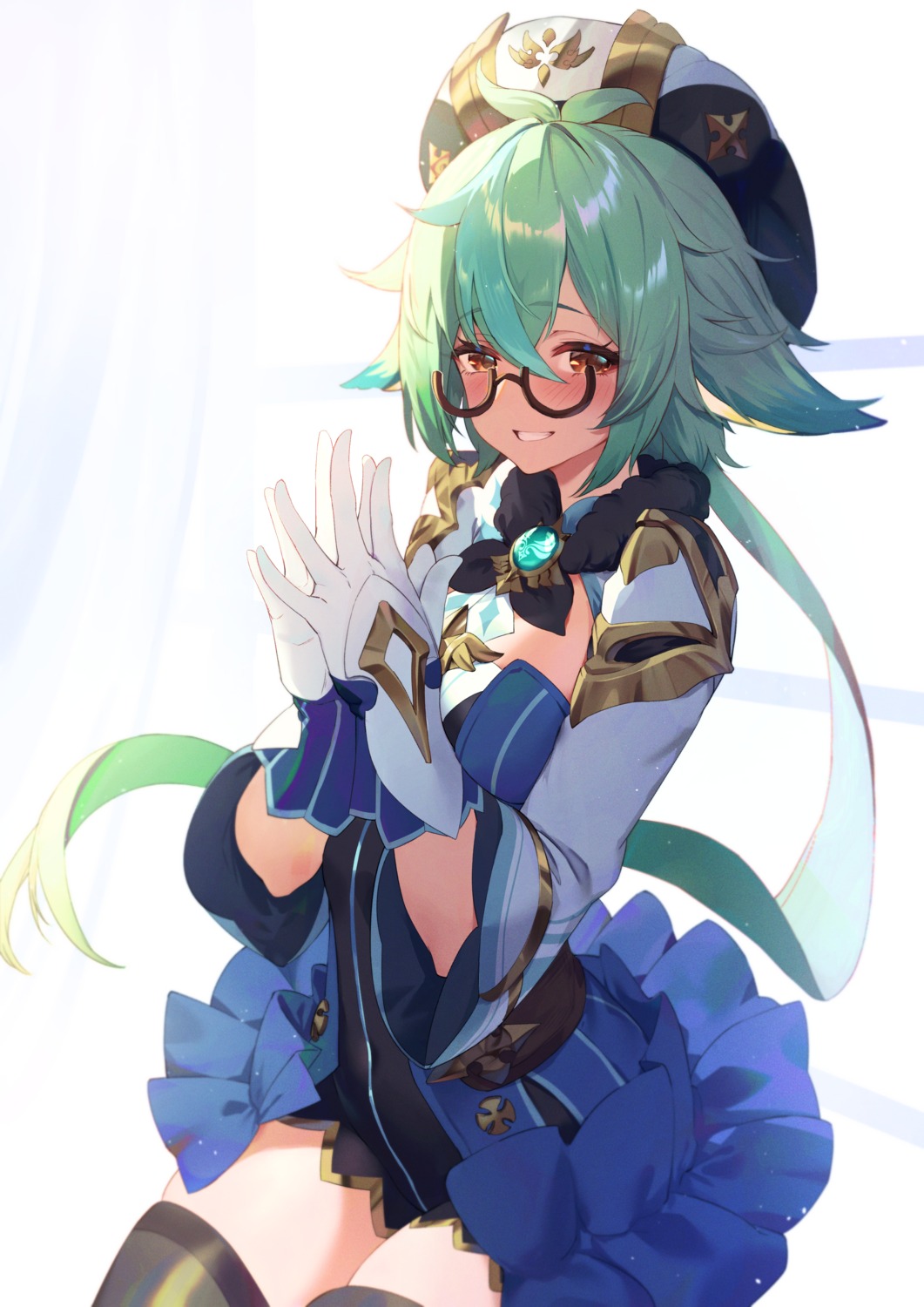 raijuu (bakanara) genshin impact sucrose megane thighhighs | #896319 ...