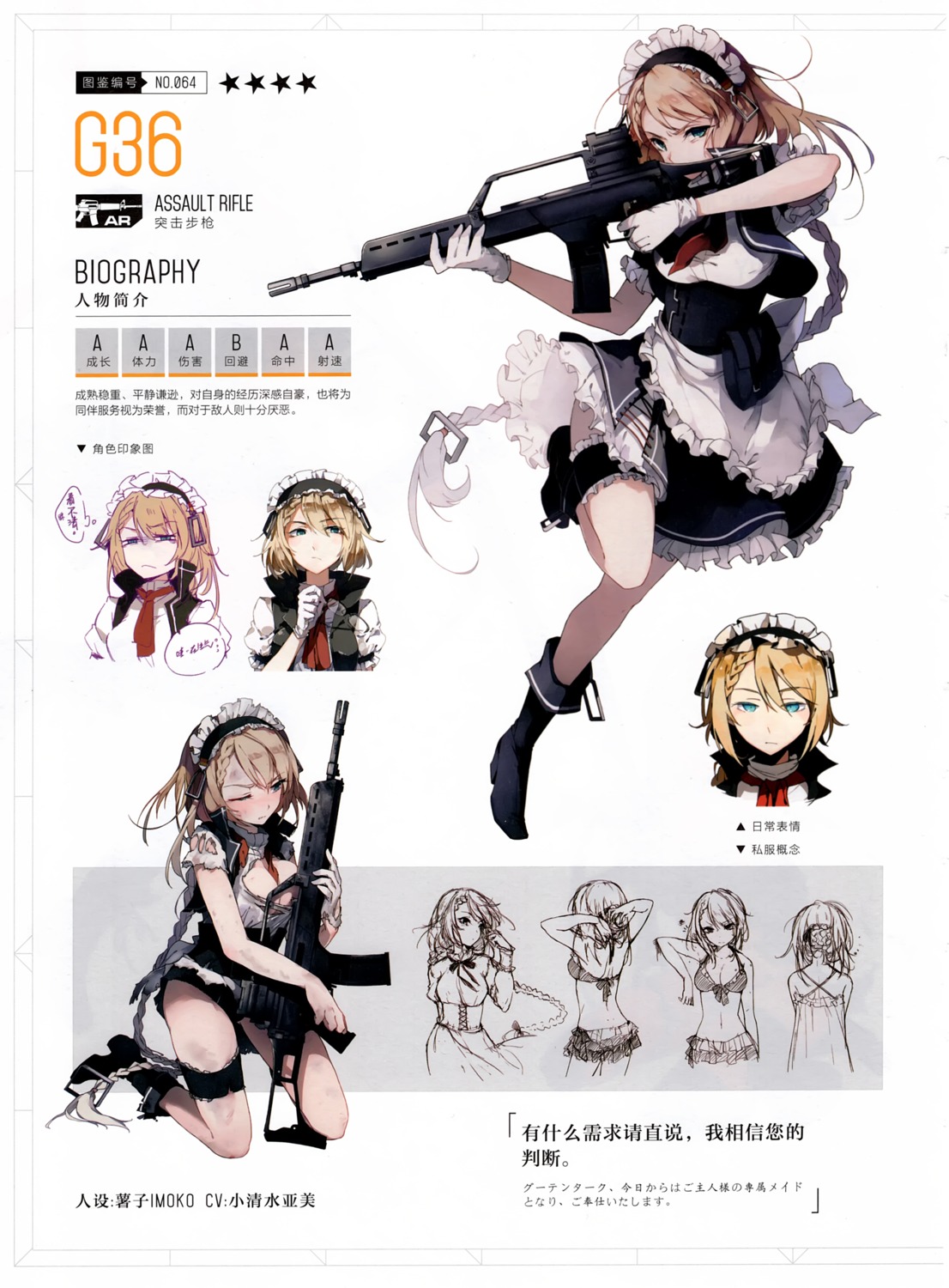shuri imoko girls frontline g36 (girls frontline) cleavage garter gun ...