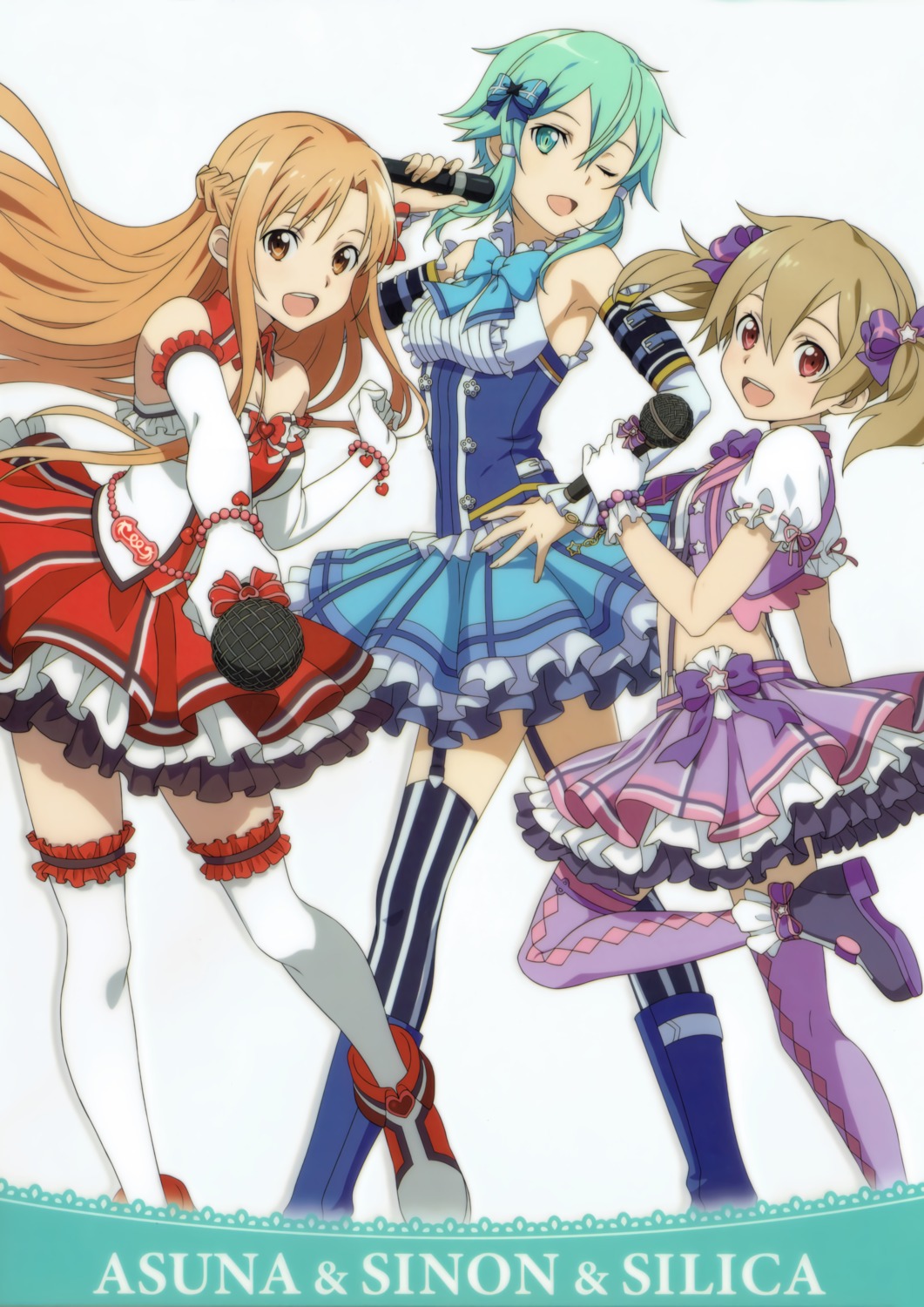 sword art online asuna (sword art online) silica sinon dress stockings ...