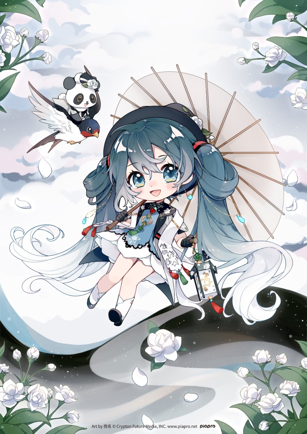 nishina hima vocaloid hatsune miku asian clothes chibi umbrella ...