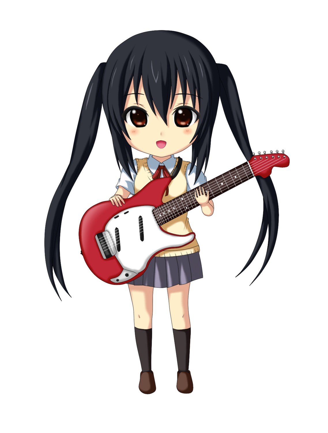 kuena k-on! nakano azusa chibi guitar seifuku jpeg artifacts | #184235 ...