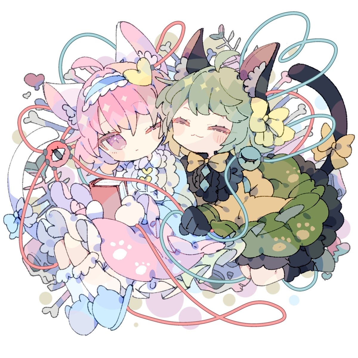 niko rashika touhou komeiji koishi komeiji satori animal ears chibi ...