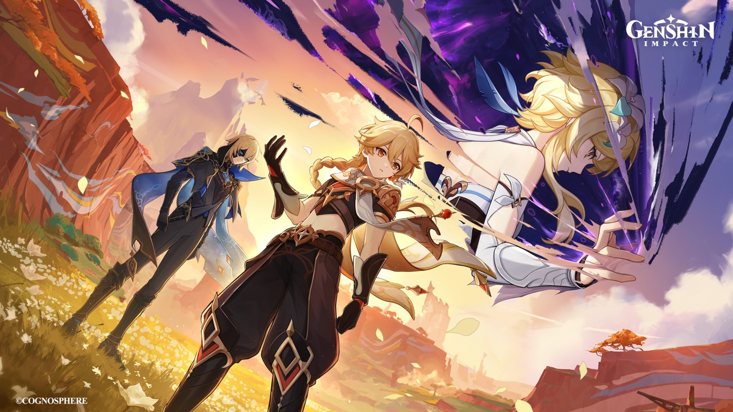 genshin impact aether dainsleif lumine no bra tagme wallpaper ...