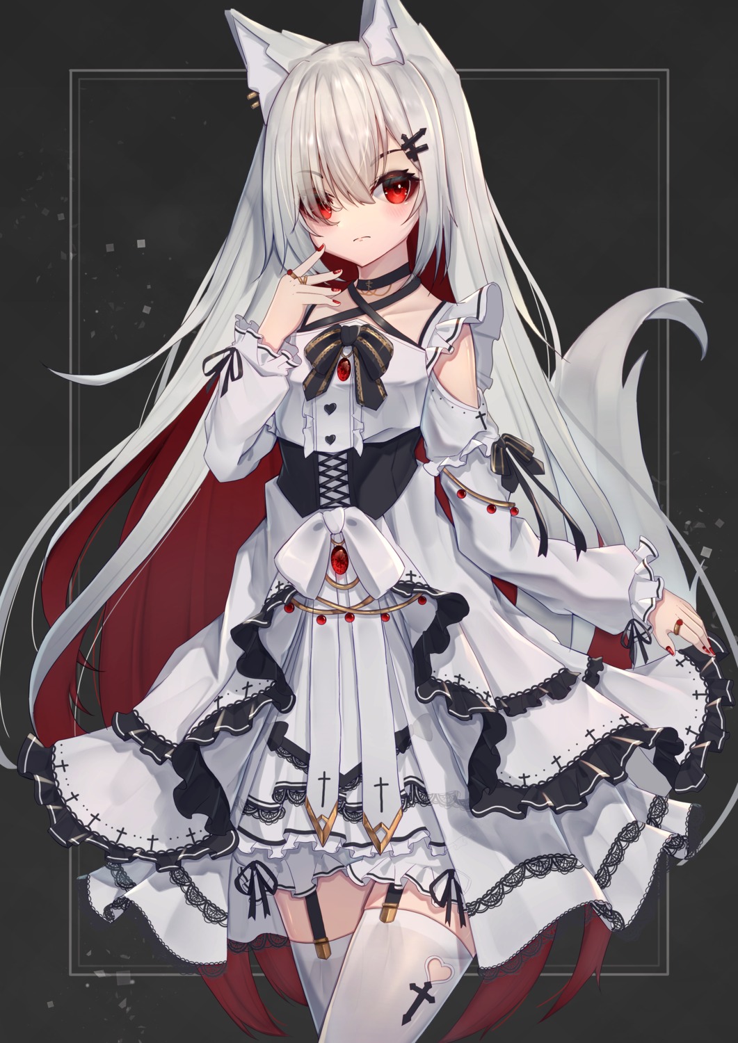 hinata (pixiv53862745) animal ears gothic lolita kitsune lolita fashion ...