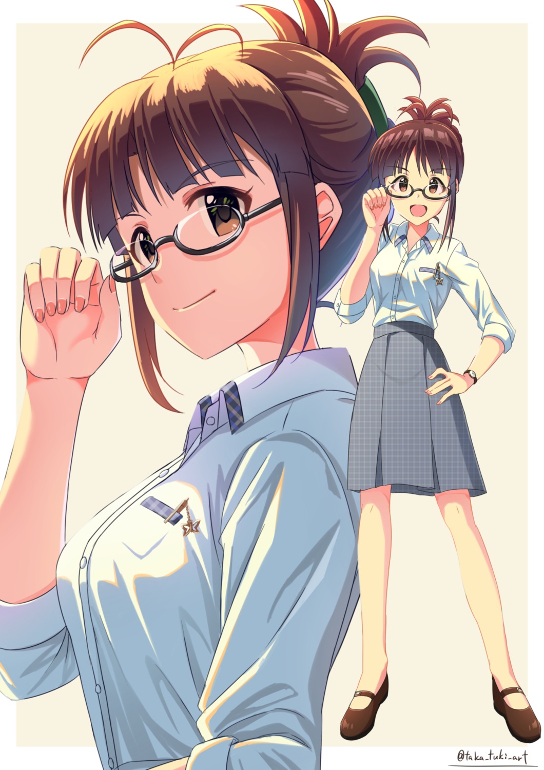 takatsuki (takatuki art) the idolm@ster akizuki ritsuko megane seifuku ...