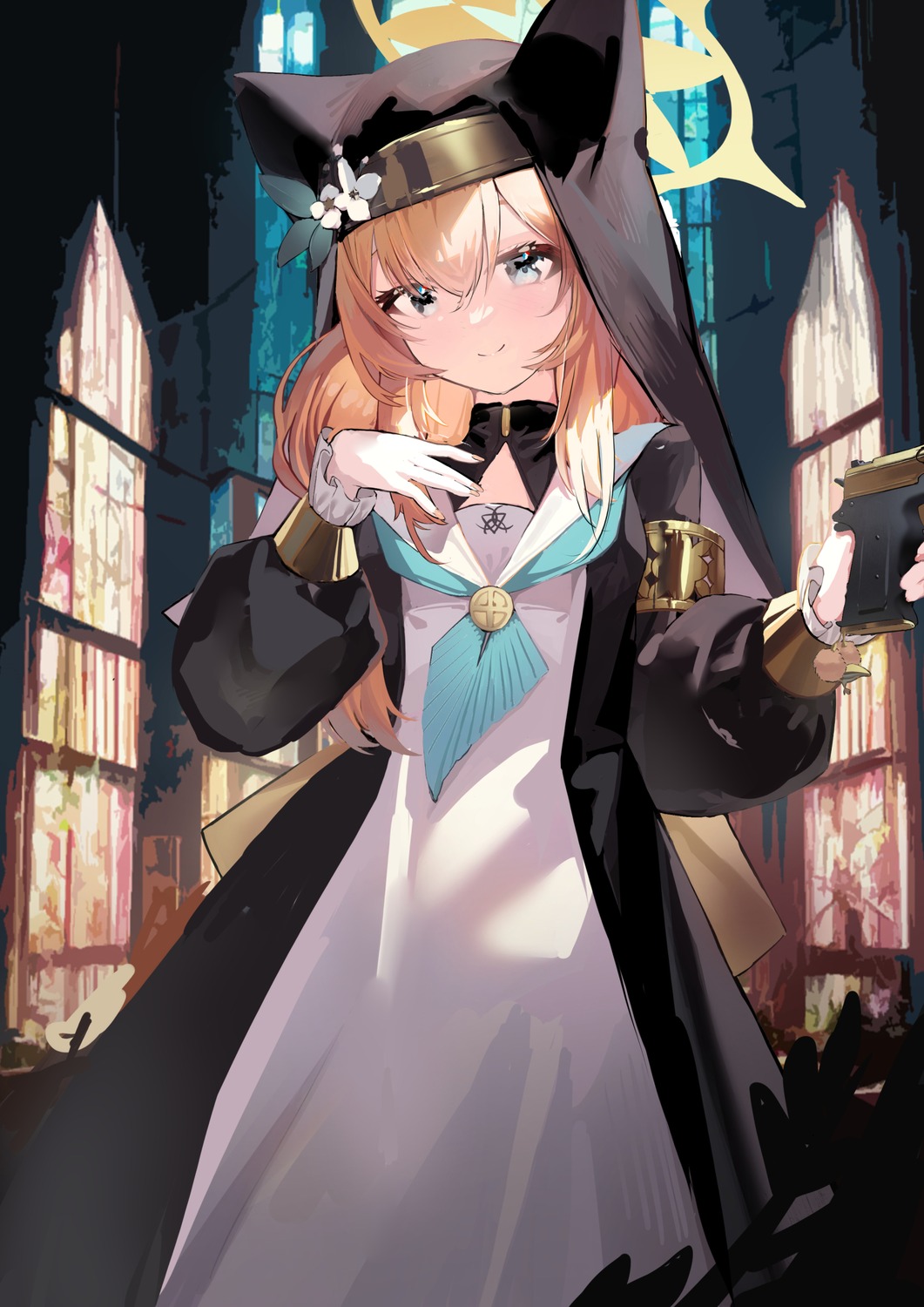 qiuyueruona blue archive iochi mari angel animal ears gun nun ...