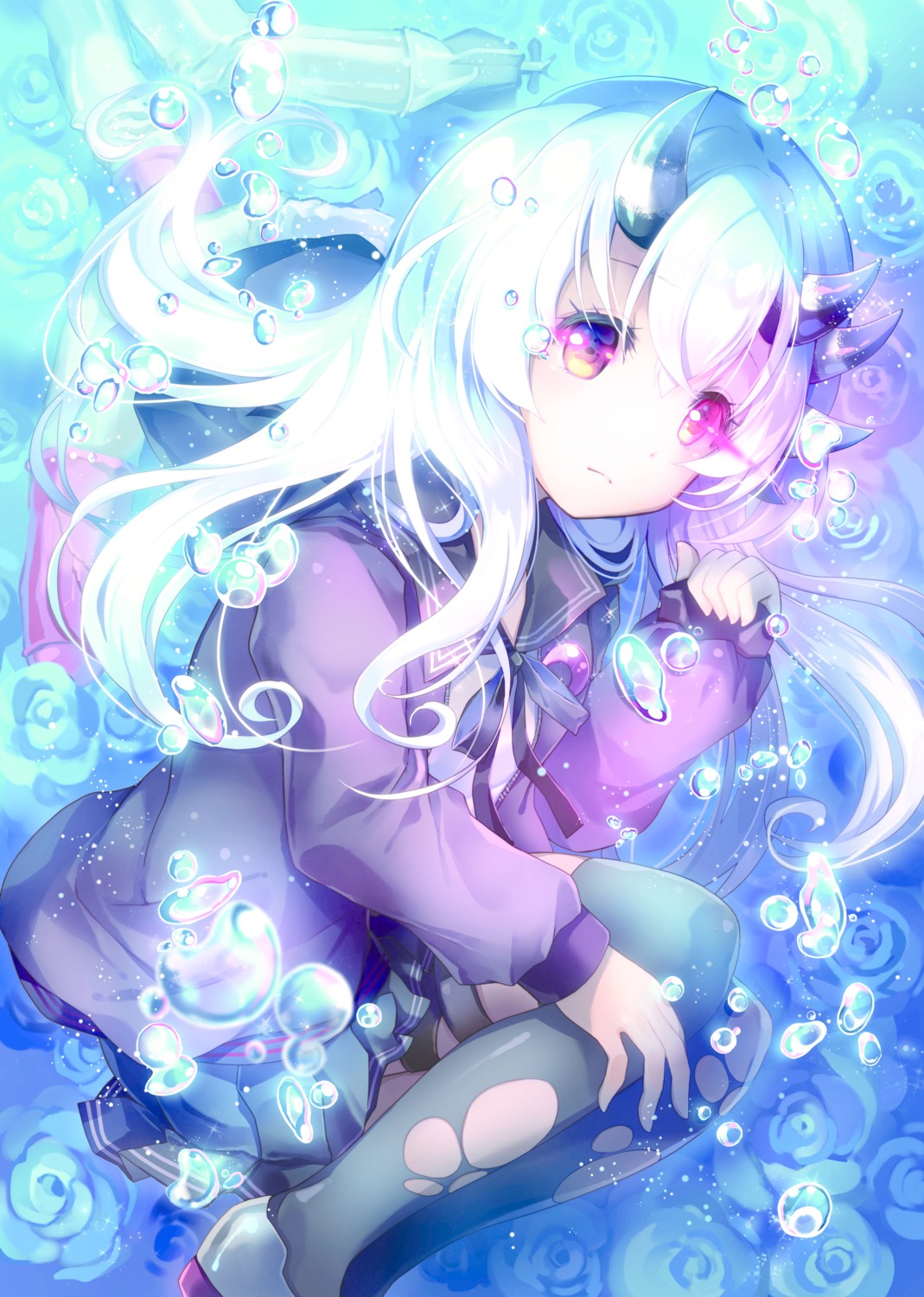 ayuya naka no hito kantai collection kisaragi (kancolle) horns seifuku ...