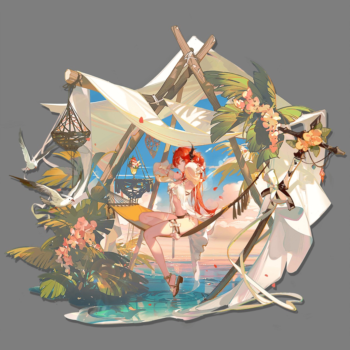 ask (askzy) arknights surtr (arknights) bikini garter horns swimsuits ...