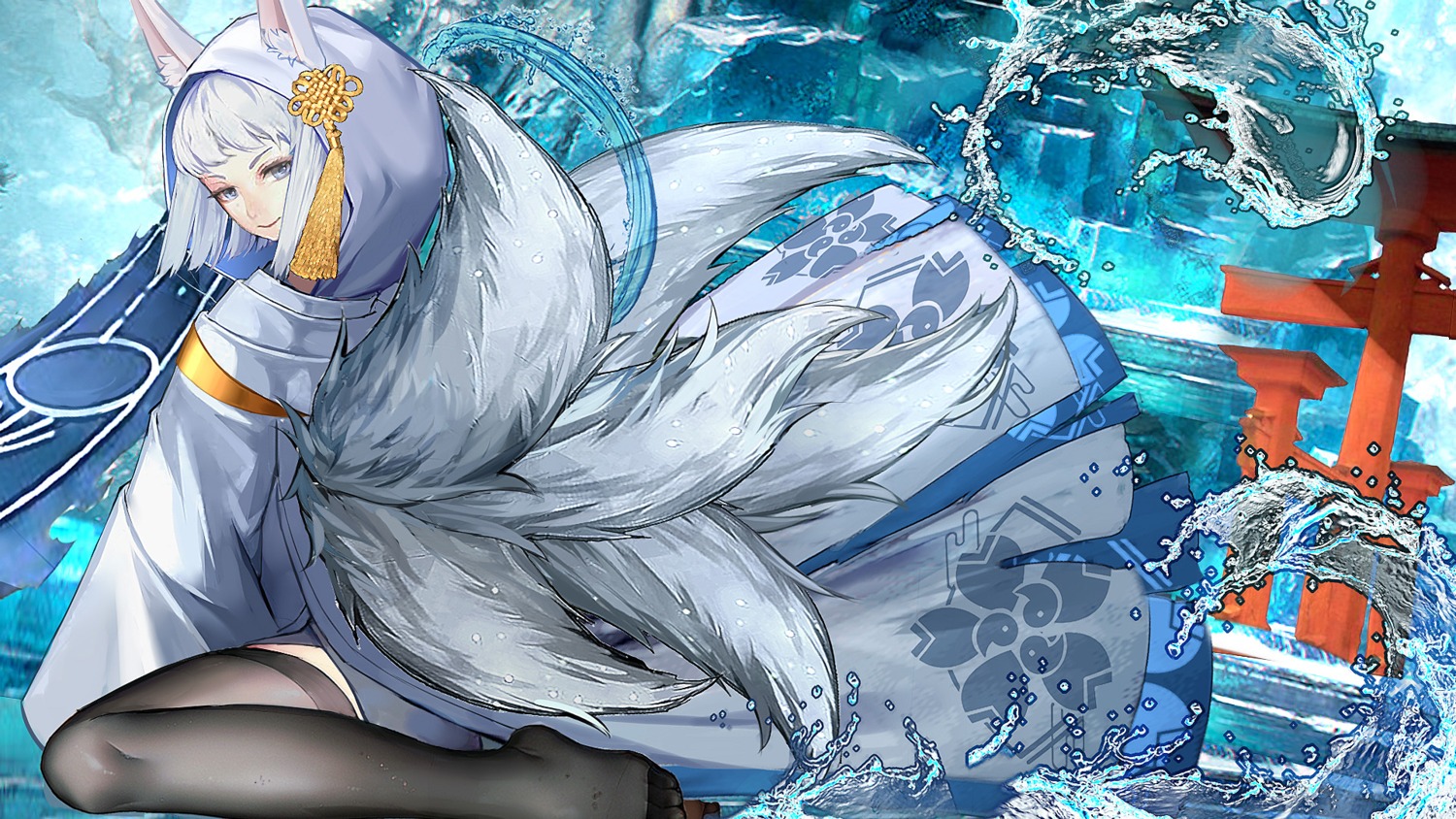 azur lane kaga (azur lane) animal ears japanese clothes kitsune tagme ...