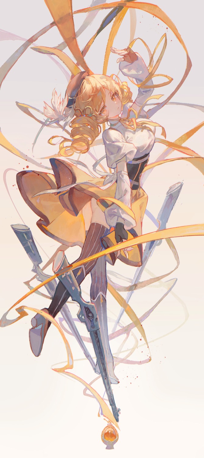 maccha (mochancc) puella magi madoka magica tomoe mami gun heels skirt ...